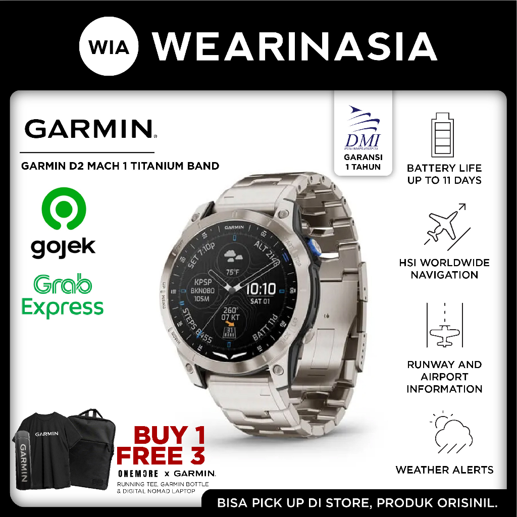 Jual Garmin D2 Mach 1 Titanium Band GPS Smartwatch for Aviators Garansi ...