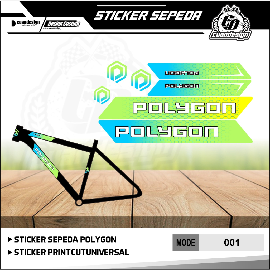 Jual STICKER DECAL SEPEDA MOTIF POLYGON WARNA BLUE HIJAU STABILO RED ...