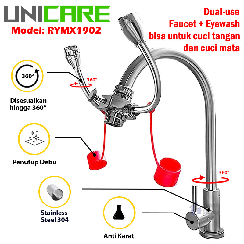 Jual UNICARE Keran Eye Wash / Faucet Eyewash / Kran Pencuci Mata ...