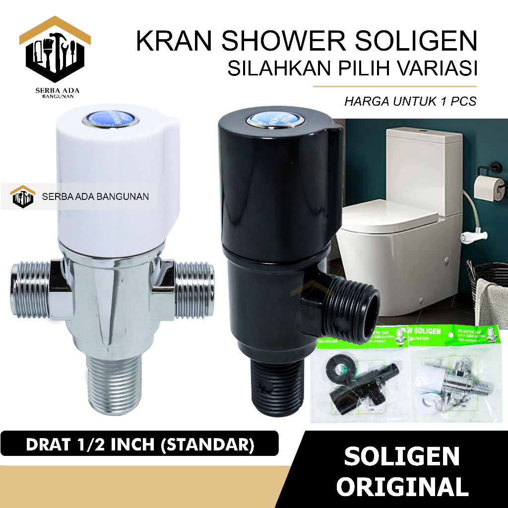 Jual SAB Stop Kran Kloset Soligen 1 2 Cabang Single Double PVC Jet Shower New Keran Bidet Kamar ...