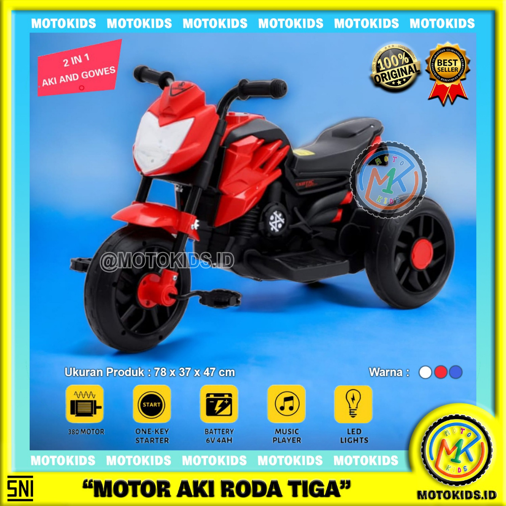 Jual Mainan Motor Aki + Gowes Dual Fungsi Motor Aki BMW Type R ORIGINAL ...