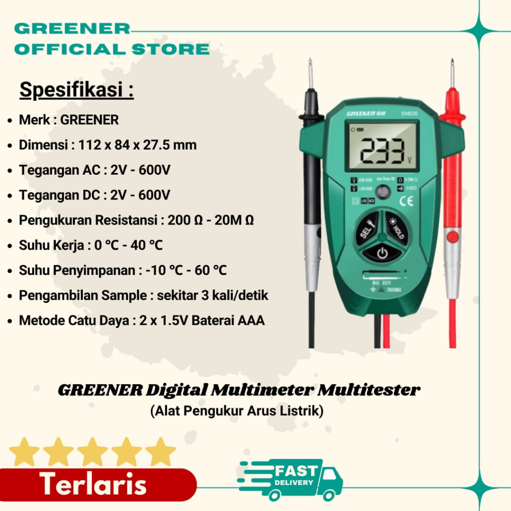 Jual GREENER Digital Multimeter Multitester High Precision - Alat ...
