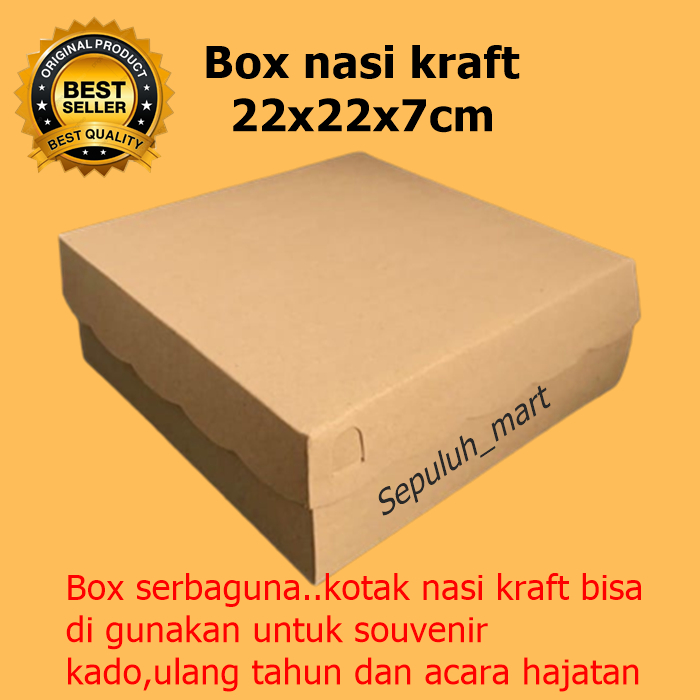 Jual Box nasi 22x22/box nasi ulang tahun anak/box nasi kraft 22x22/dus ...