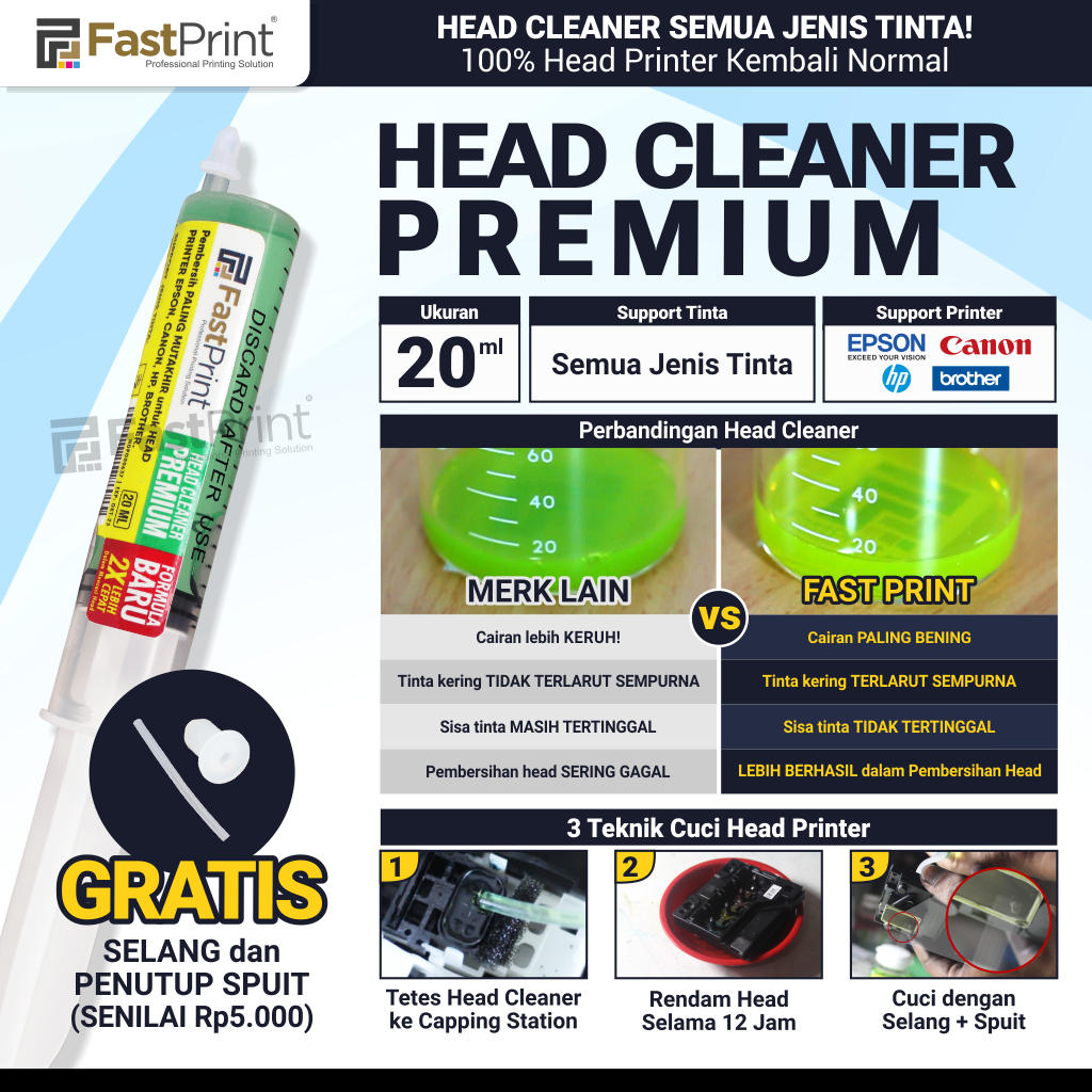 Jual Head Cleaner Premium Cairan Pembersih Head Printer Inkjet 20 ML ...