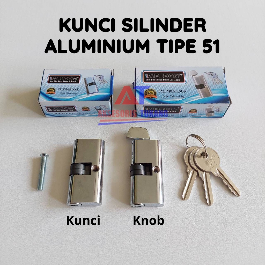 Jual Silinder Kunci Pintu Aluminium Tipe 51 Knob Knop Weldom | Shopee ...