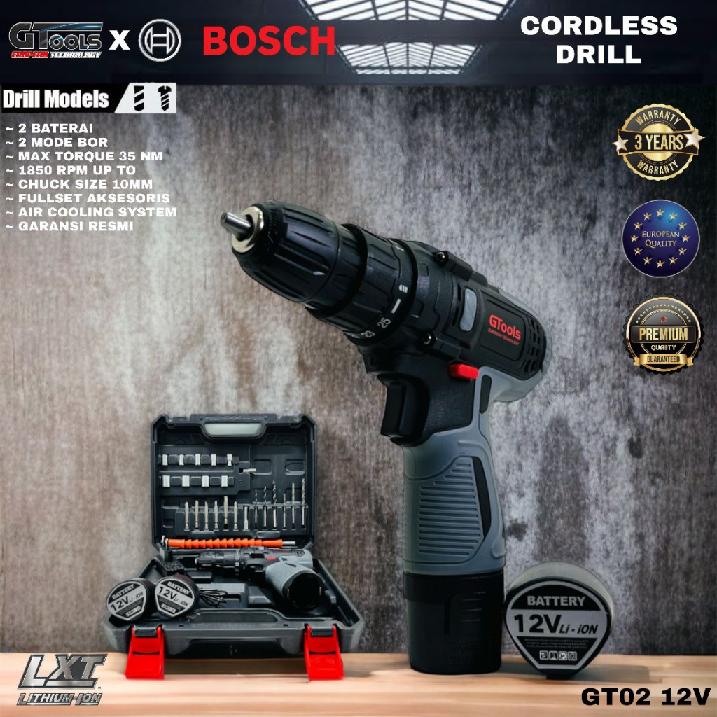 Jual Bor cordless BOSCH 12v mesin bor baterai drill tembok besi kayu ...