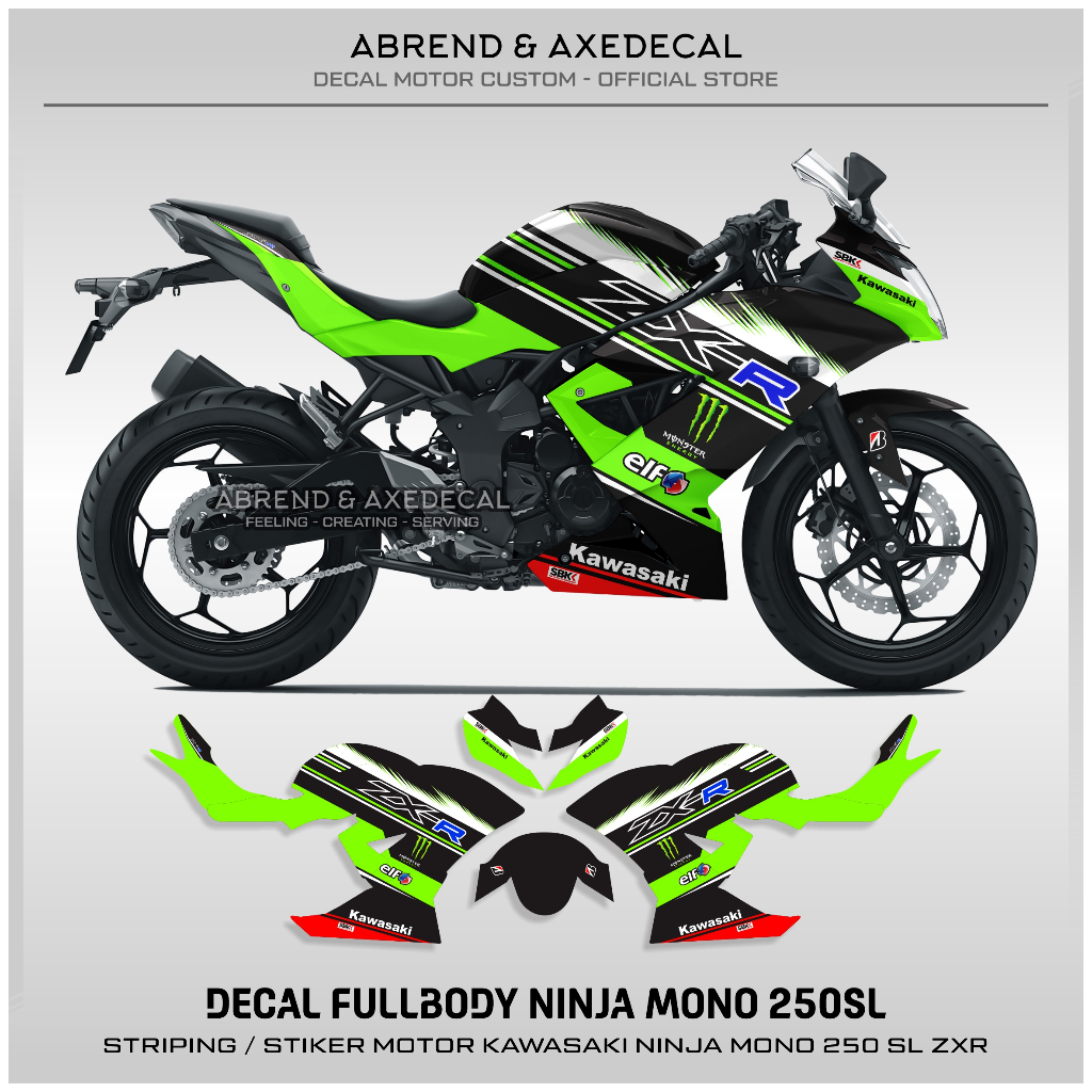 Jual DECAL FULLBODY NINJA MONO S250SL LIVERY ZXR / STIKER MOTOR ...