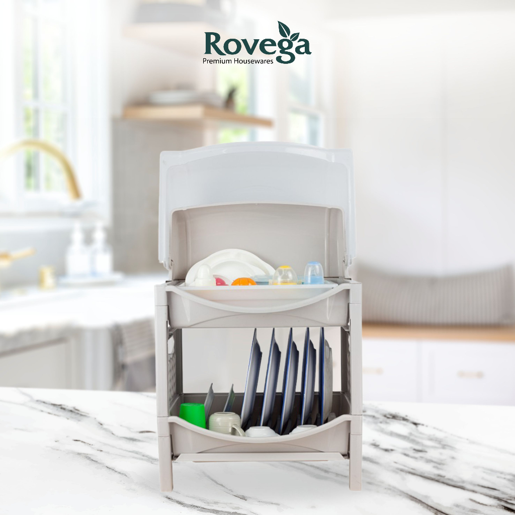 Jual Rovega Rak Piring Lotus Dish Rack Exclusive Cream LTS-280 + FREE ...