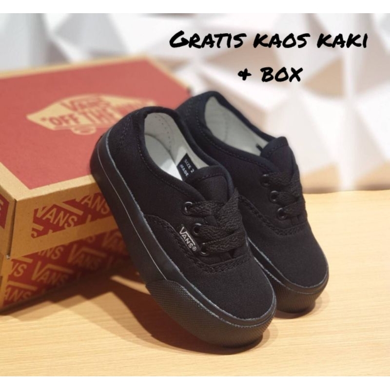 Jual Sepatu Vans Anak Authentic Laki Laki Perempuan Hitam Polos Sekolah ...