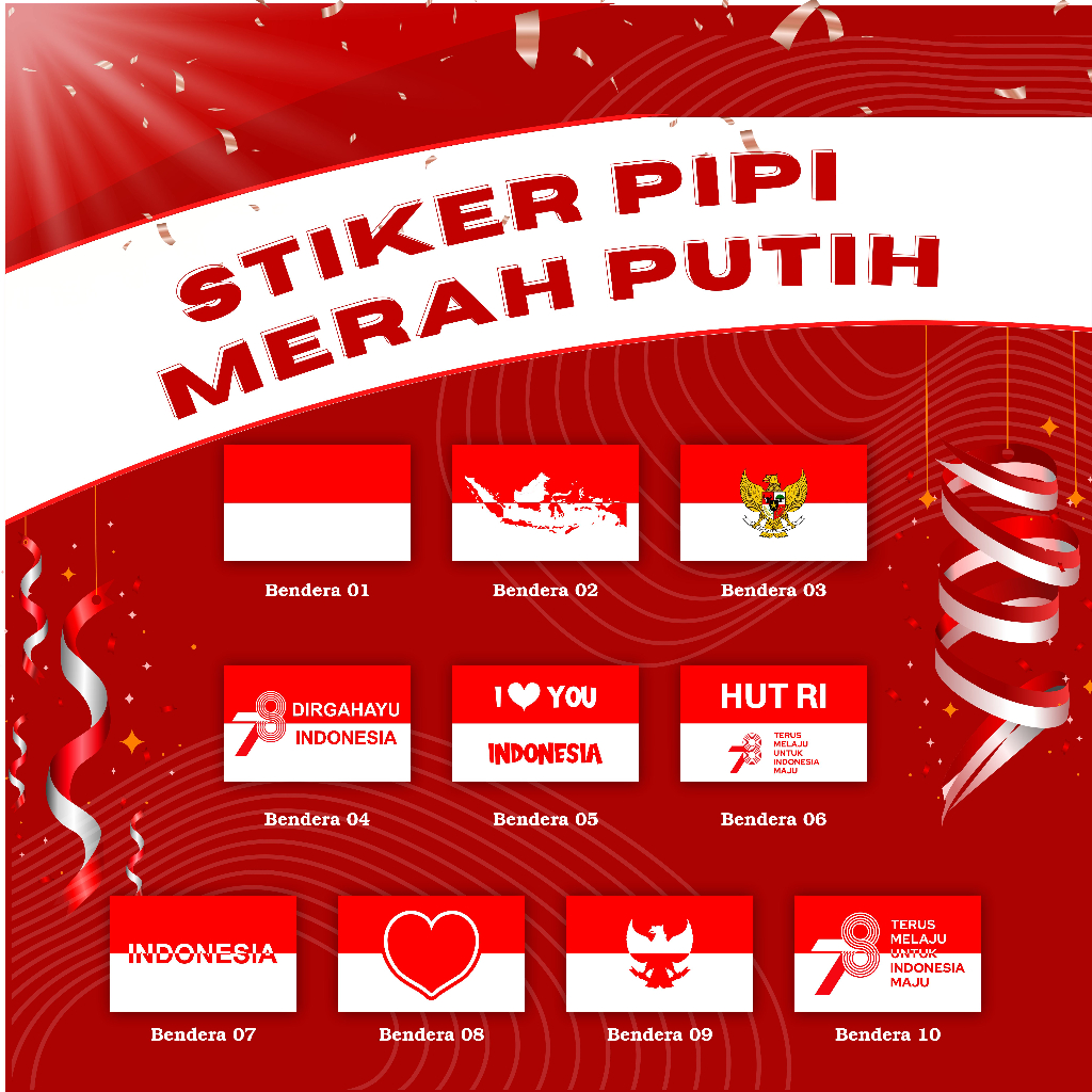 Jual Stiker Pipi 100 PCS HUT RI Bendera Merah Putih / Stiker ...