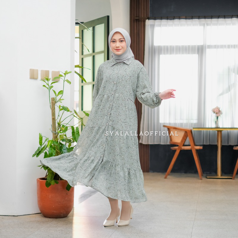 Jual [MIDI] Midi Dress Samila Bahan Ceruty Babydoll Model Vintage ...