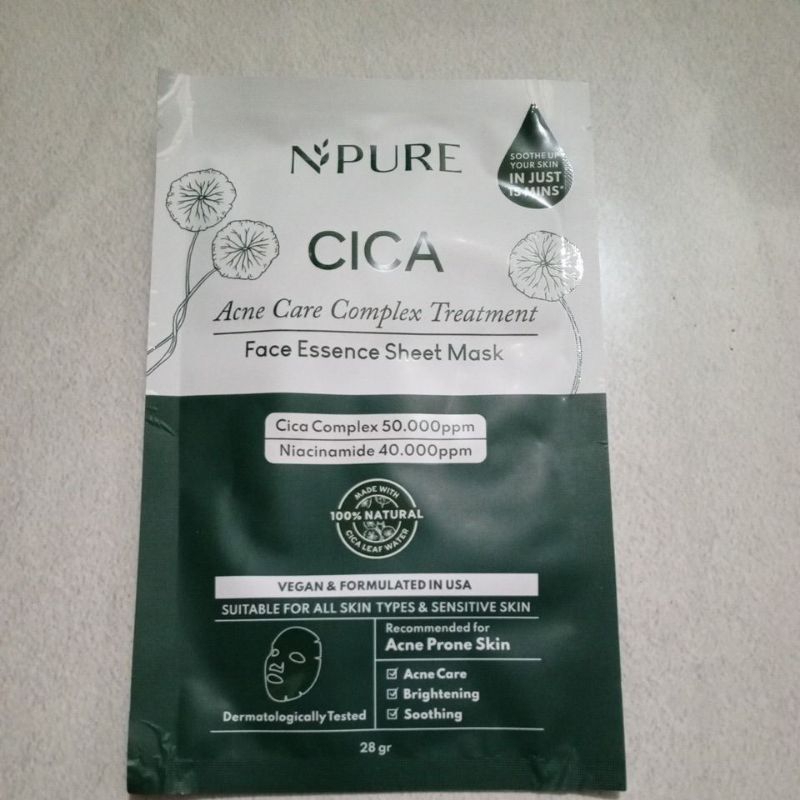 Jual Npure Centella Asiatica Sheet Mask / Cica Sheet Mask | Shopee ...