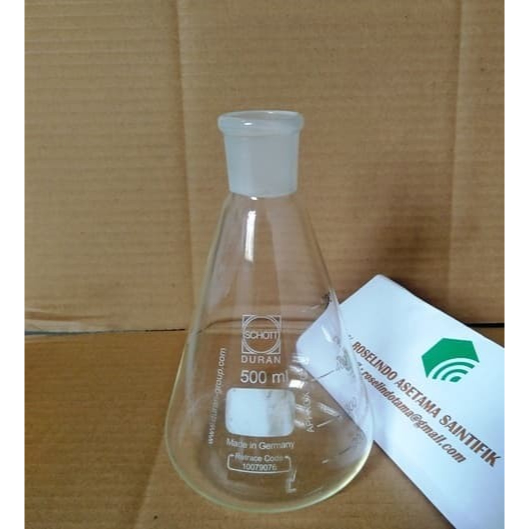 Jual DURAN Erlenmeyer asah cap 500 ml NS 29/32 tanpa tutup ORIGINAL | Shopee Indonesia