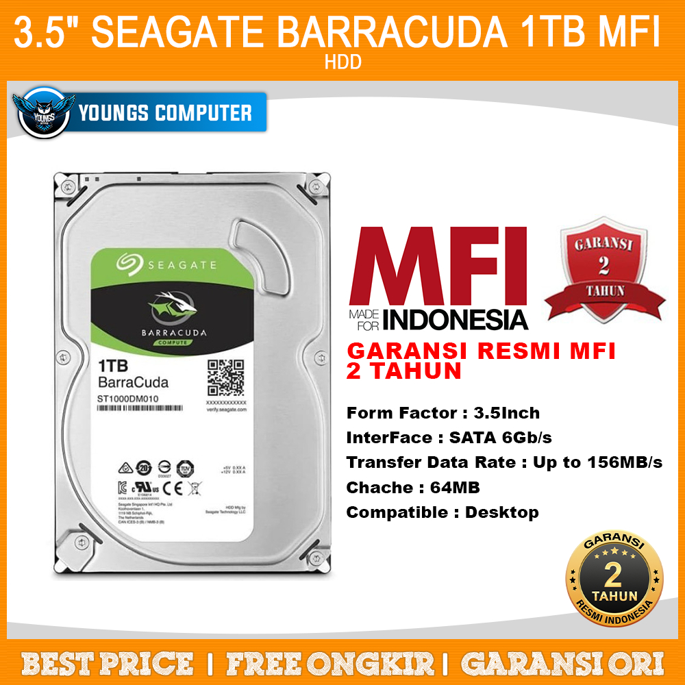 Jual HARDDISK PC SEAGATE BARRACUDA 1TB | HDD 3.5" GARANSI RESMI MFI 2 Tahun | Shopee Indonesia