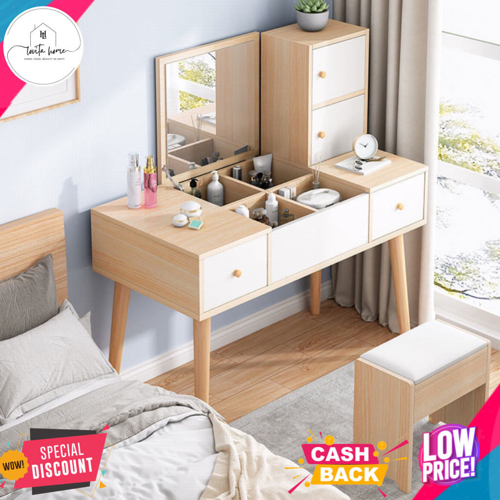 Jual Meja Rias Lipat Minimalis / Meja Belajar Serbaguna / Meja Rias ...