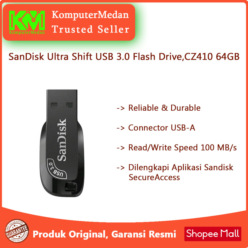 Jual Flashdisk SanDisk Ultra Shift USB 3.0 Flash Drive CZ410 64GB ...