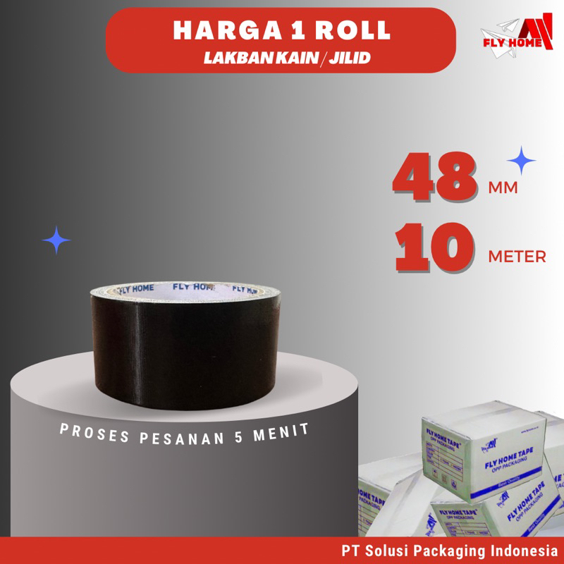 Jual FLYHOME Lakban jilid/kain hitam 10meter 48mm x 10m 1 roll cloth ...