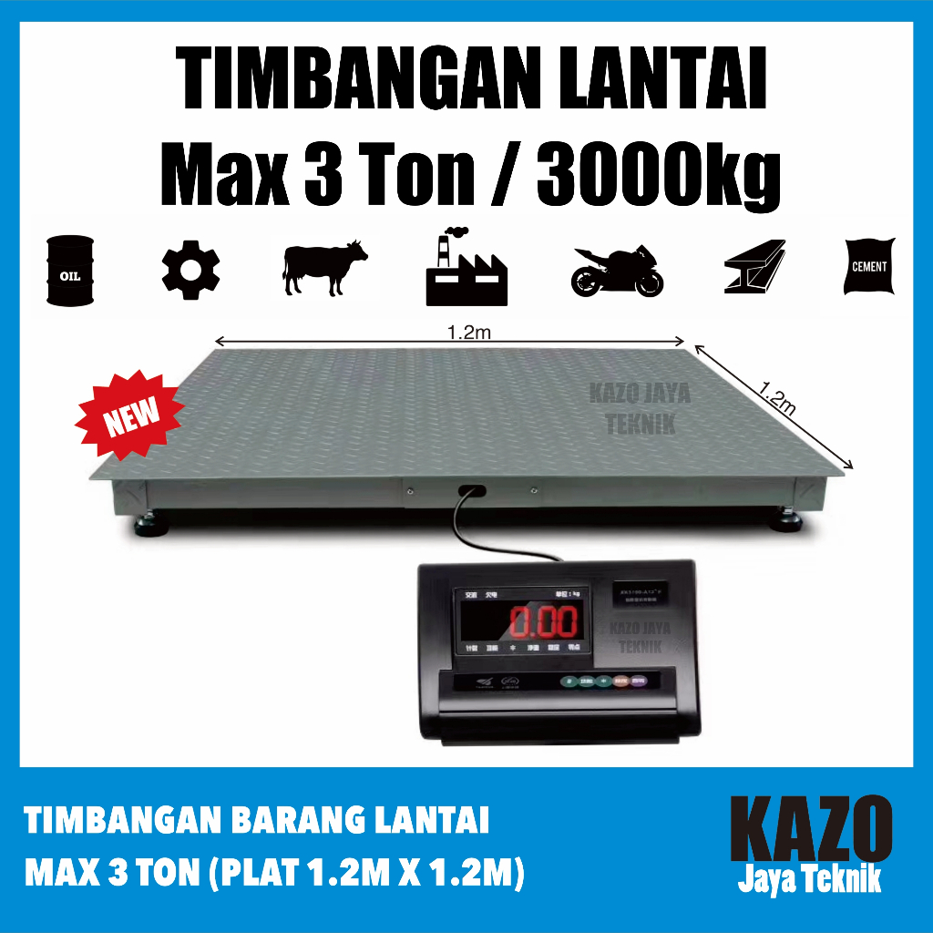Jual Timbangan Lantai Digital 3 Ton, 3000kg, 3Ton Timbangan Barang, Sapi Kambing | Shopee Indonesia