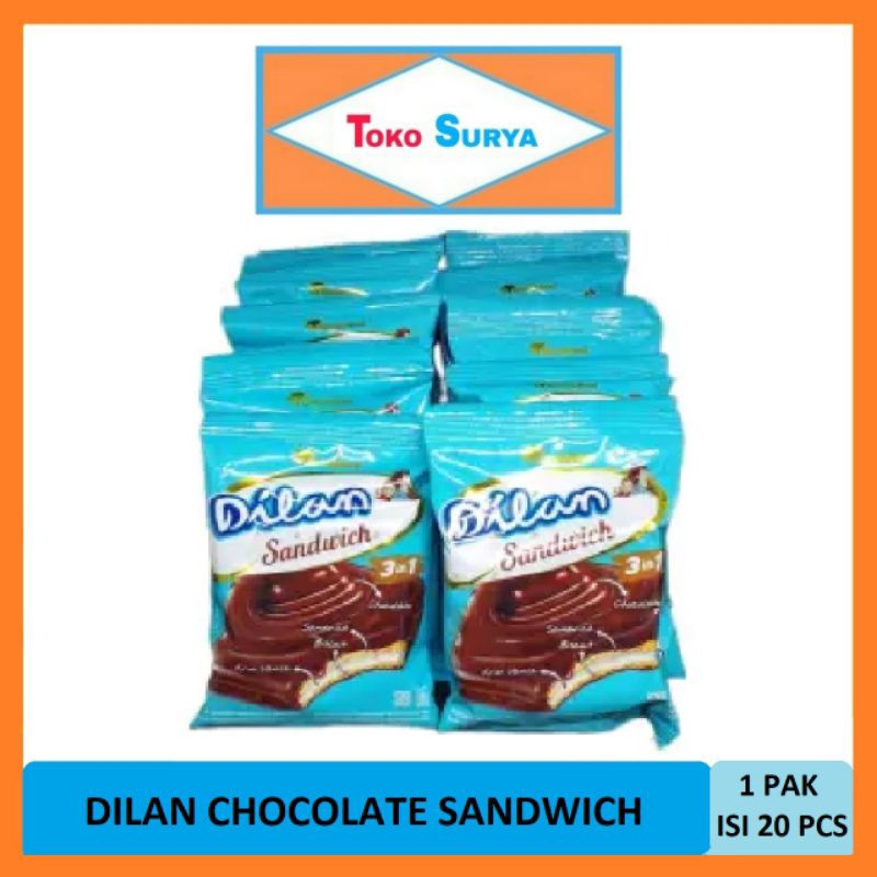 Jual Dilan Sandwich Chocolate Biskuit Bersalut Cokelat Isi Krim Vanilla ...