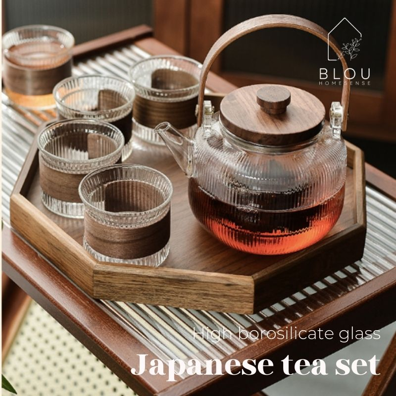 Jual Blou Japanese Aesthetic Teapot Set Teko High Borosilicate Glass ...