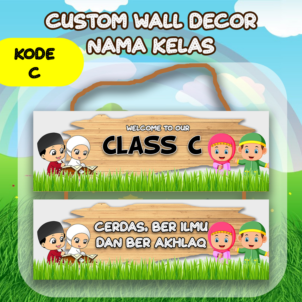 Jual Custom Wall Decor nama kelas Uk 30x20 gantung 1 set | Shopee Indonesia