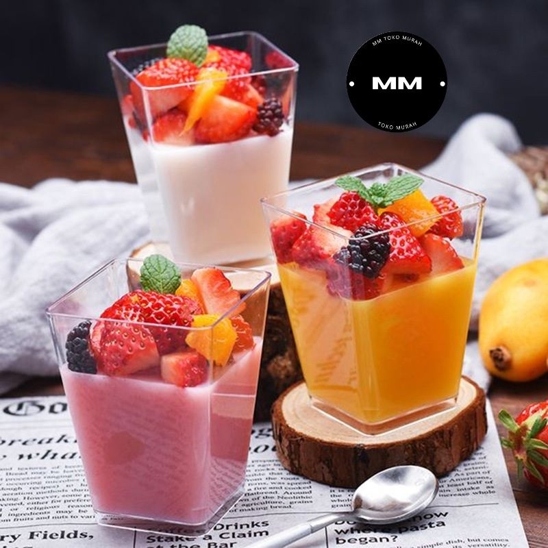 Jual 10pcs cup + tutup jelly puding dessert cup gelas cangkir puding tiramisu | Shopee Indonesia
