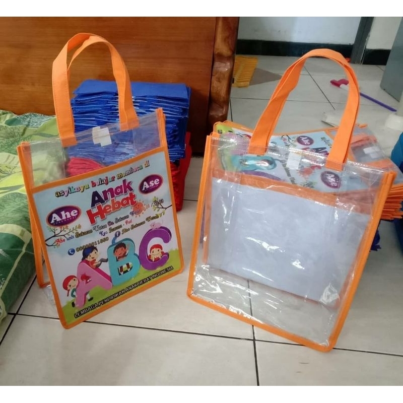 Jual tas souvenir bimbel/tas les Ahe model kantong mika | Shopee Indonesia