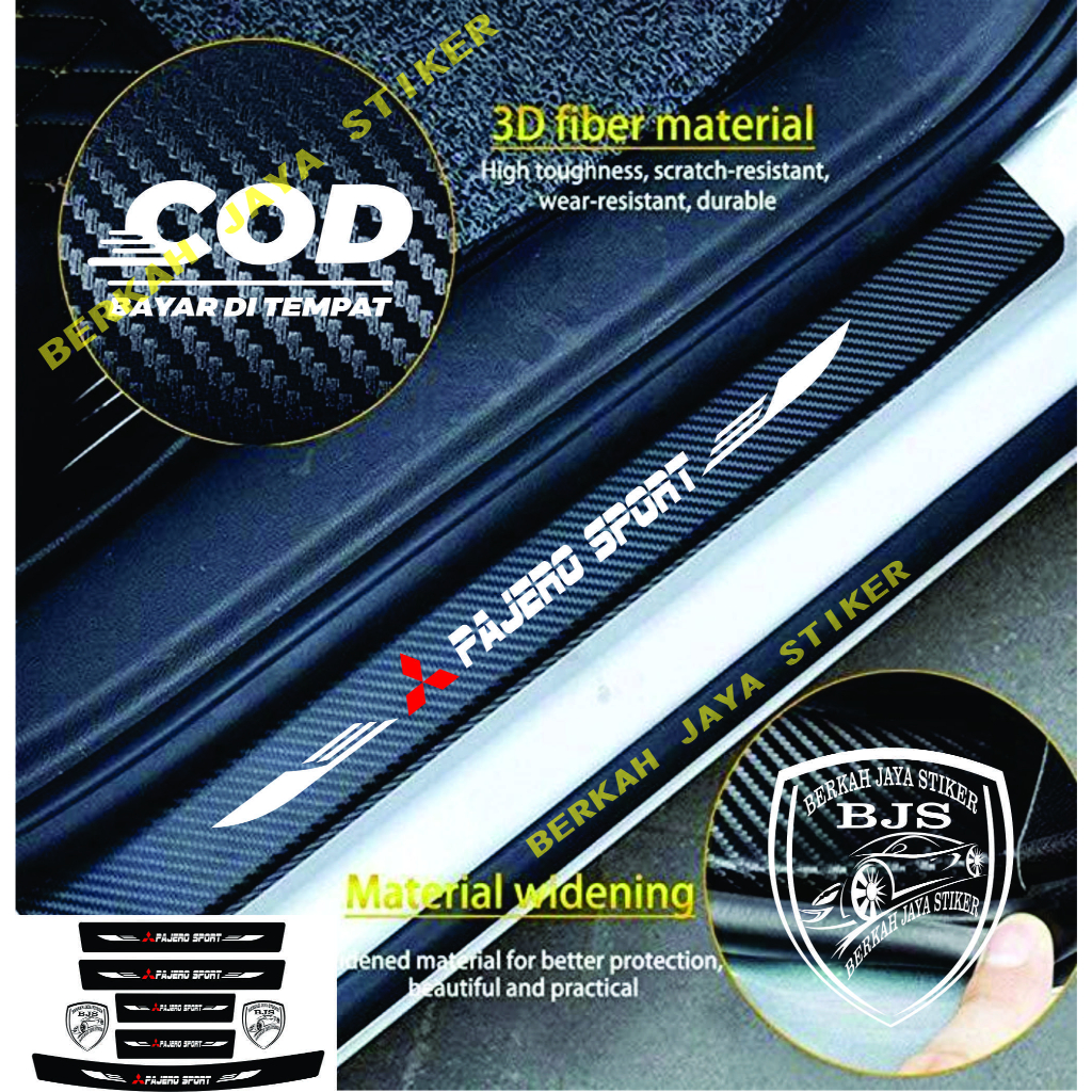 Jual SILL PLATE KARBON 3D MOBIL PAJERO SPORT STICKER CARBON 3D PIJAKAN ...
