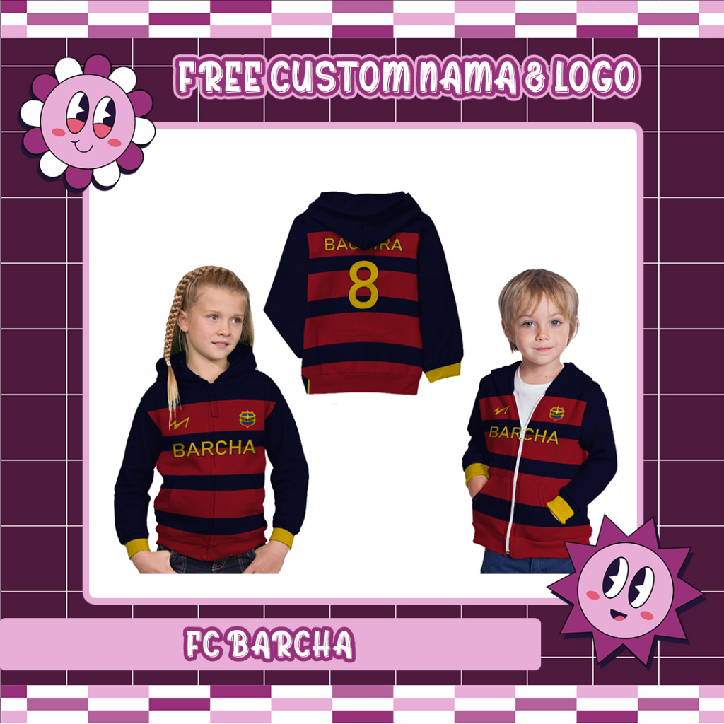 Jual Jaket Hoodie Zipper Anak Club Blue Lock FC Barcha Custom Full ...