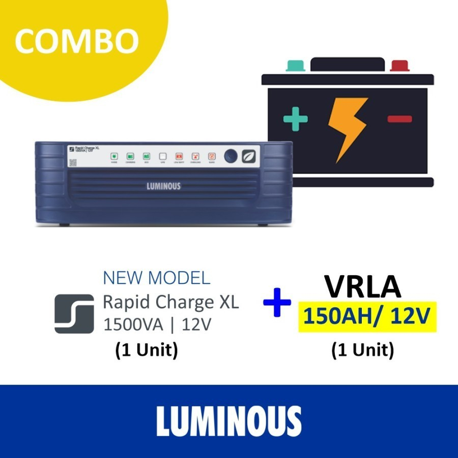 Jual LUMINOUS paket Inverter Rapid Charge XL 1500VA 12V + baterai 150ah ...