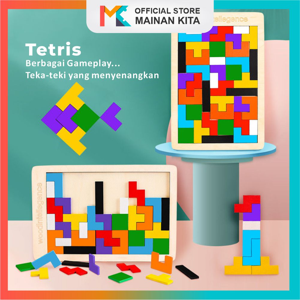 Jual [MK203] Mainan Puzzle Tetris Anak/ Mainan Kayu Edukasi/ Mainan ...