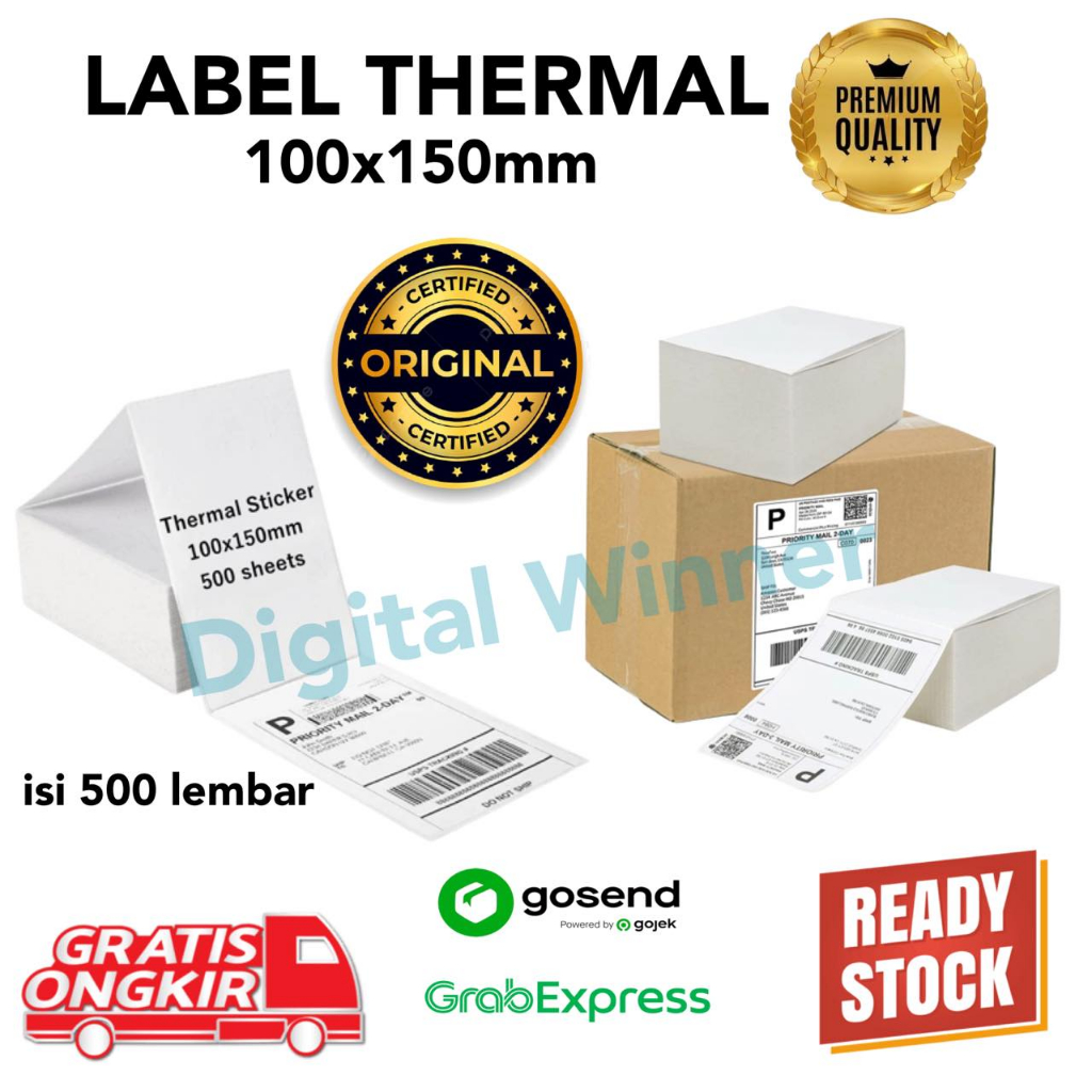 Jual Kertas Thermal Lipat Sticker Barcode 100x150 / Label Sticker Barcode / Thermal Lipat ...