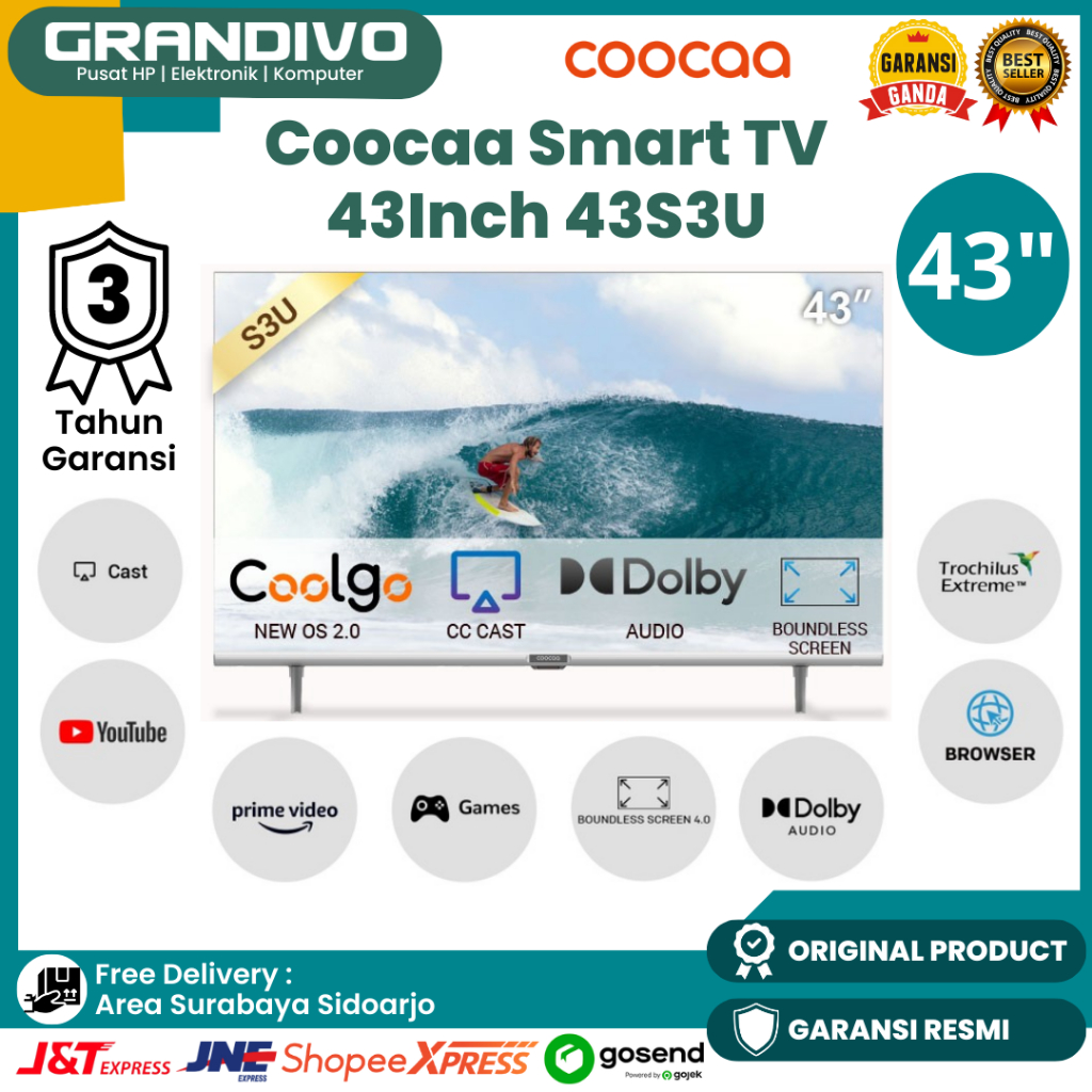 Jual Smart TV Coocaa 43 inch Coocaa Smart TV 43S3U Garansi Resmi Coocaa ...