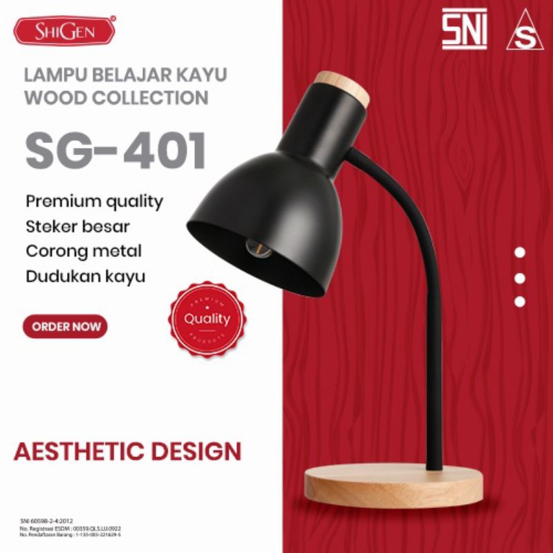 Jual Lampu Baca Meja Belajar / Lampu Kerja Arsitek E27 Fleksibel Model Klasik Nordic Wood ...