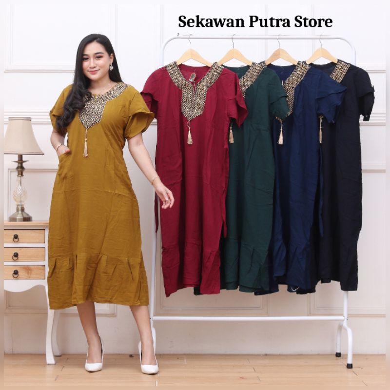Jual Dress Arab || Daster Renda Sultan Polos Busui Bahan Rayon Super ...