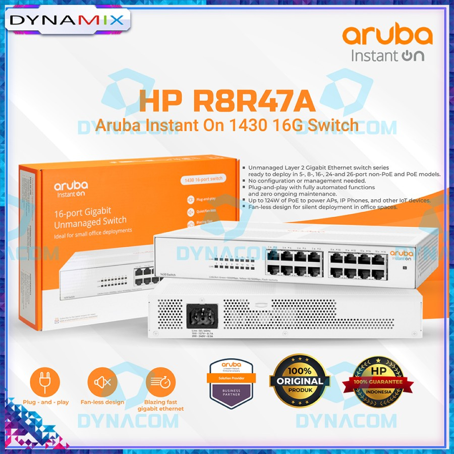 Jual HP R8R47A Aruba Instant On 1430-16G 16 Port Gigabit Unmanaged ...