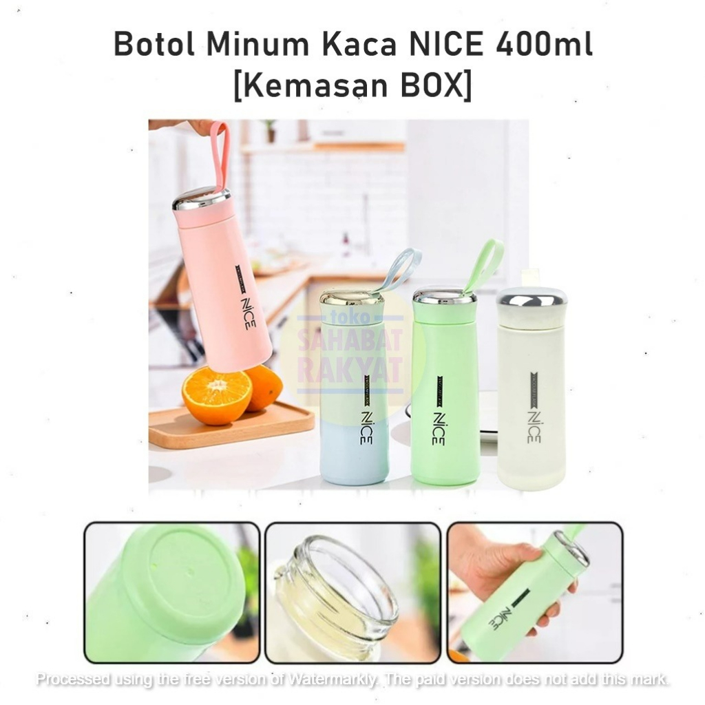 Jual BTL005M Botol Minum Kaca NICE/Botol Minum Tenteng 450ml | Shopee ...