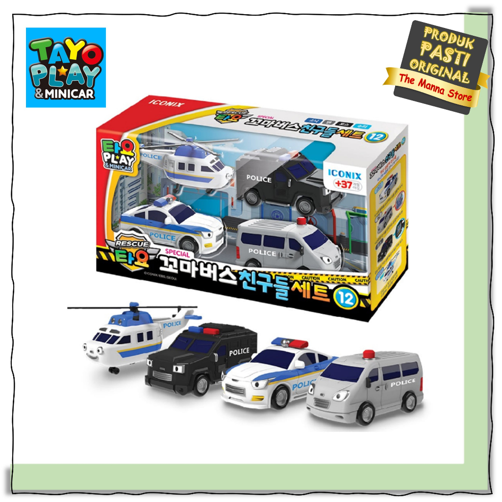 Jual Iconix Tayo The Little Bus Minicar Bus Set 12th Police Car Set ...