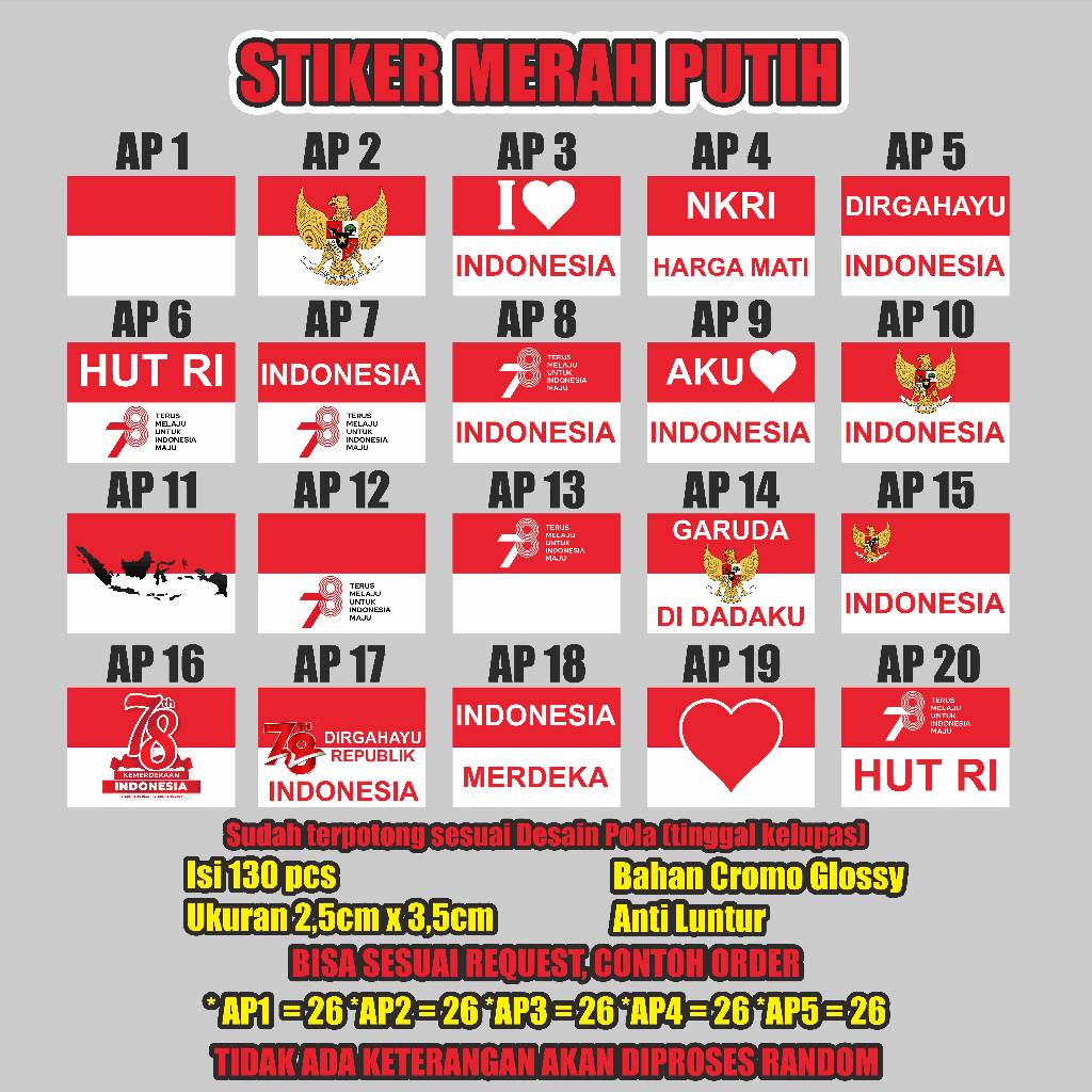 Jual Stiker Merah Putih Isi 130pcs | Shopee Indonesia