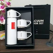 Jual Set Termos Sultan isi 1 Termos 3 Cangkir Stainless Warna Putih dan ...
