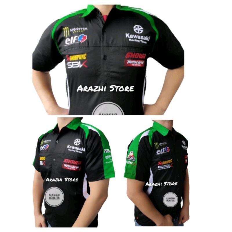 Jual Seragam Kawasaki Hijau Hitam Racing Kemeja Otomotif Kawasaki Hitam ...