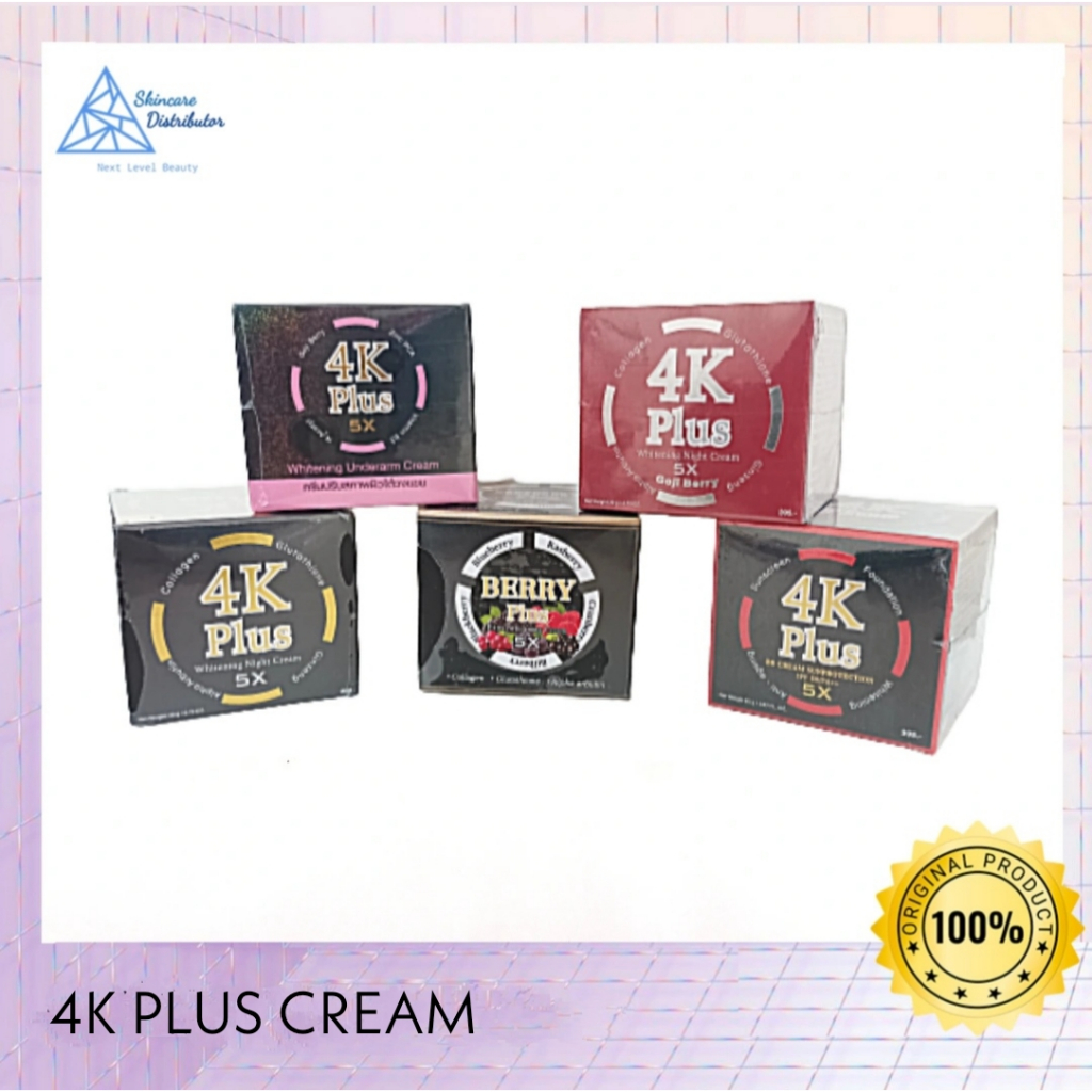 Jual 4K PLUS WHITENING NIGHT CREAM + GOJI BERRY + BB CREAM + SERUM ...