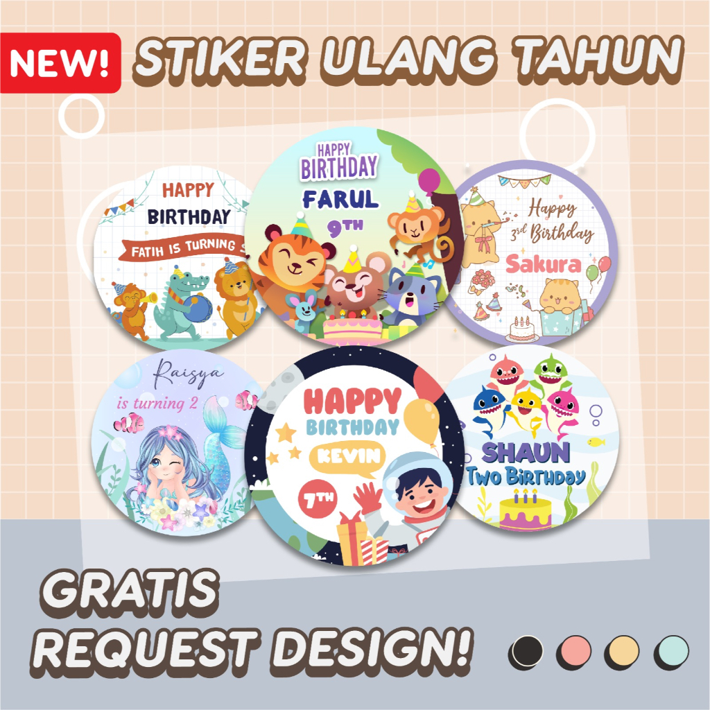 Jual Cetak Stiker Vinyl Anti Air Transparan Souvenir Ulang Tahun Anak ...