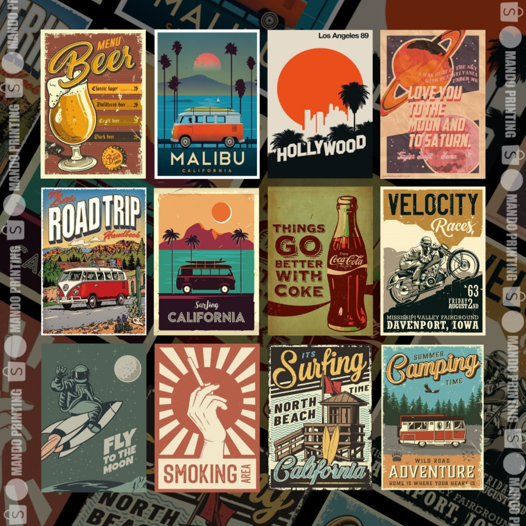 Jual 12 Lembar Poster Dinding Aestehtic Retro Vintage Ukuran A5 A6 Free ...