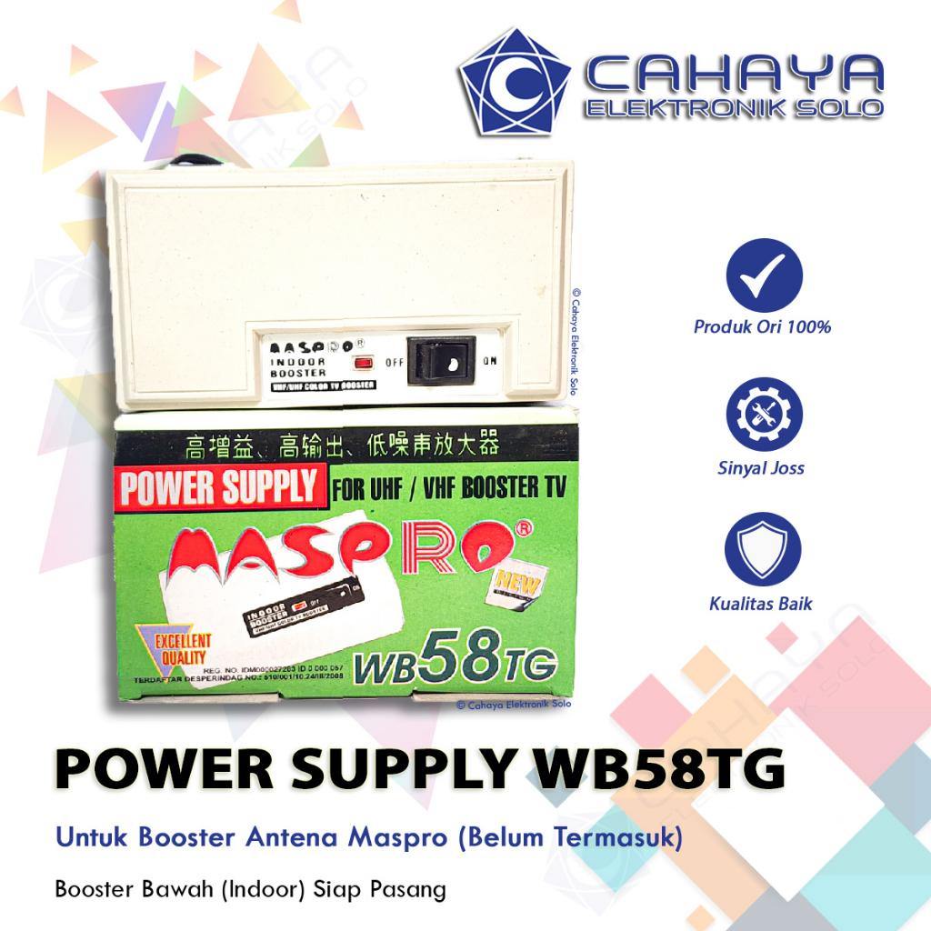 Jual Booster Bawah Maspro WB58TG Power Supply UHF VHF Antena Digital Cocok untuk STB Set Top Box ...