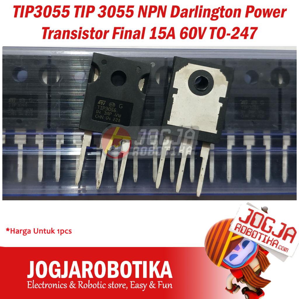 Jual TIP3055 TIP 3055 NPN Darlington Power Transistor Final 15A 60V TO ...