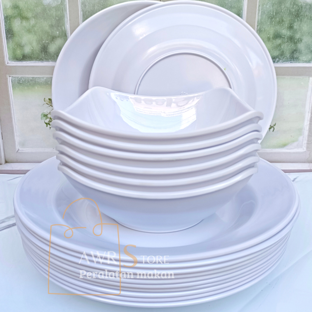 Jual PIRING MAKAN 9" PUTIH SEMI MELAMIN SSJ PLASTIK WARE FOOD / MANGKOK ...