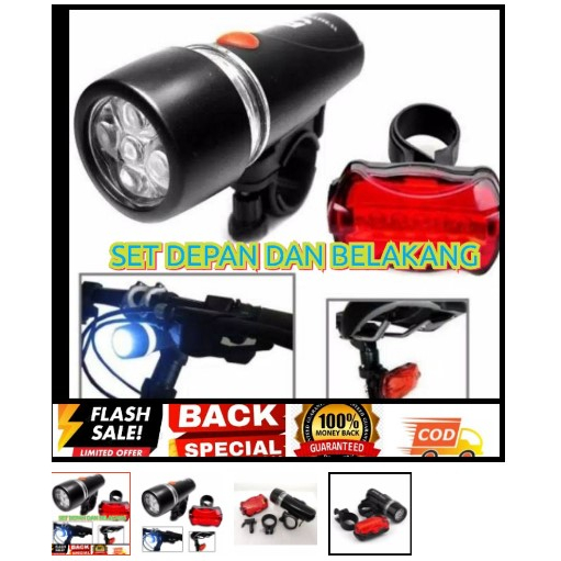 Jual [ 100% Original ] Senter Power Beam Lampu Sepeda Set Komplit Depan ...