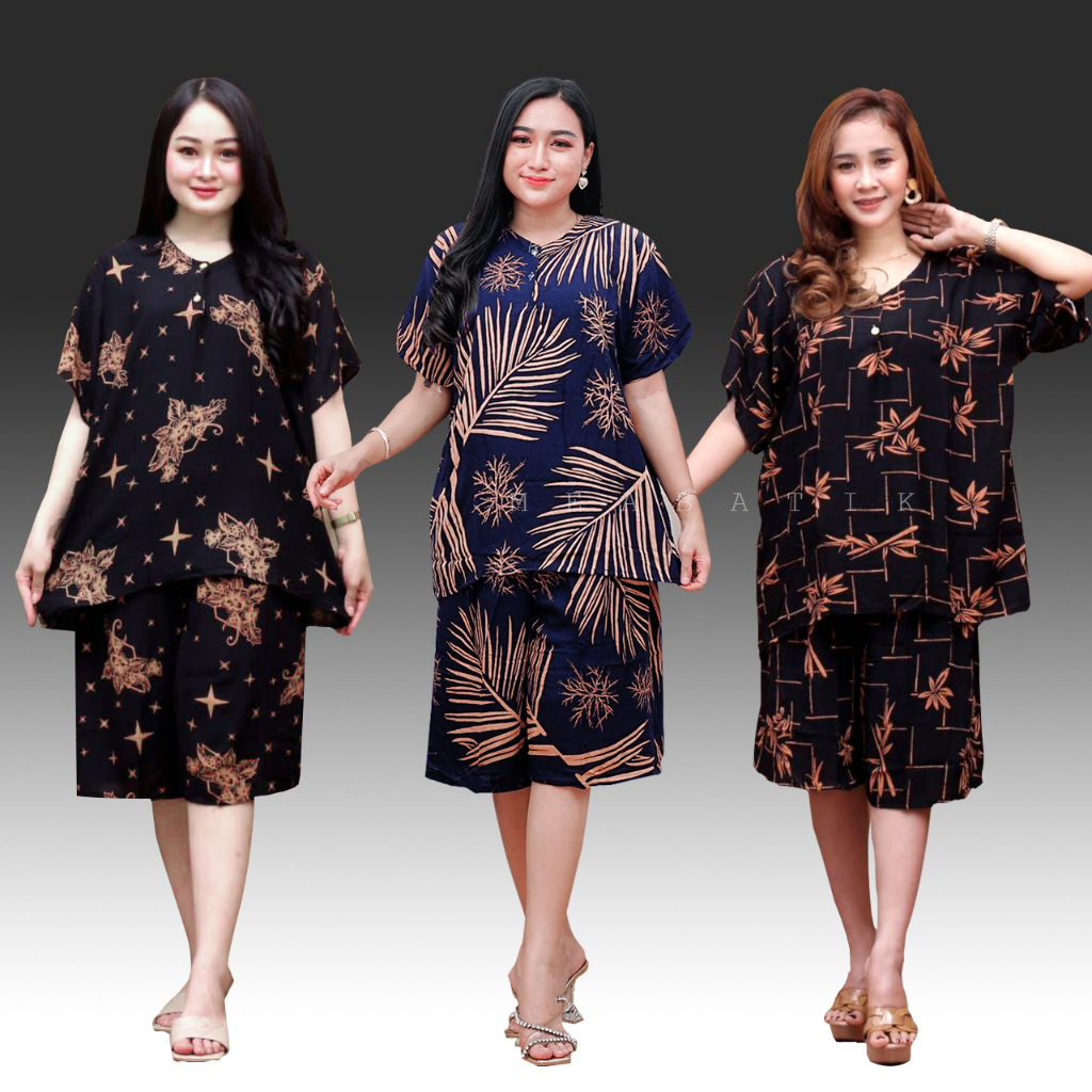 Jual Setelan Baju Tidur Pendek Edisi Ireng - Setelan Batik Celana Kulot ...