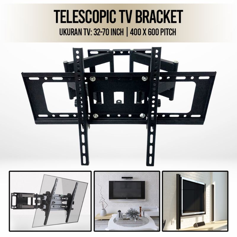 Jual GS8 Bracket TV Telescopic 600 x 400 Pitch 32-70 32 60 42 43 55 40 ...